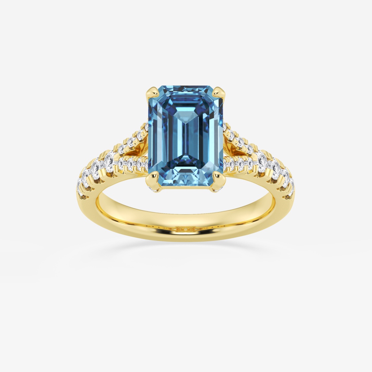 3 1/2 ctw Fancy Blue Round Lab Grown Diamond Split Shank Side Stone ...