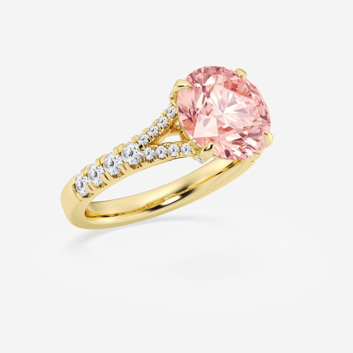 3 1/2 ctw Fancy Pink Round Lab Grown Diamond Split Shank Side Stone ...