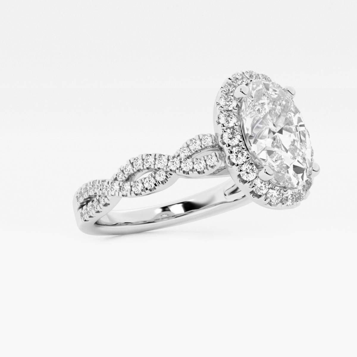 2 1/2 ctw Oval Lab Grown Diamond Double Twist Halo Engagement Ring ...
