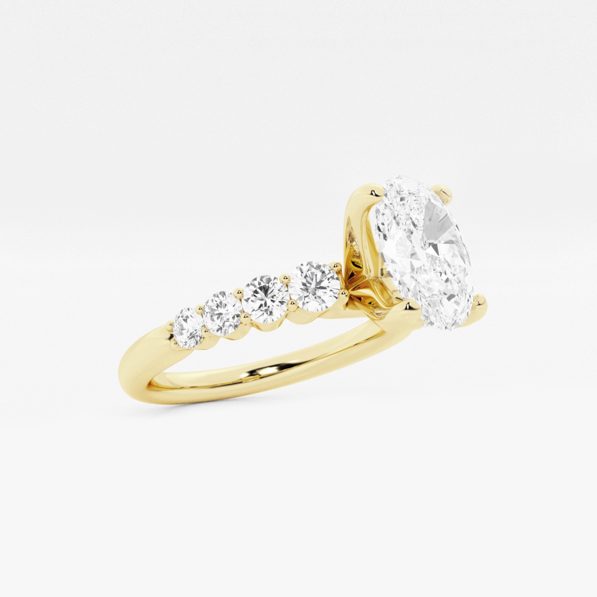 2 ctw Oval Lab Grown Diamond Graduated Engagement Ring - Grownbrilliance