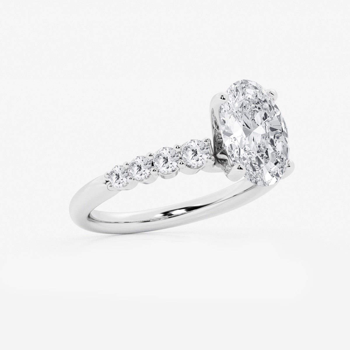 3 ctw Oval Lab Grown Diamond Graduated Engagement Ring - Grownbrilliance