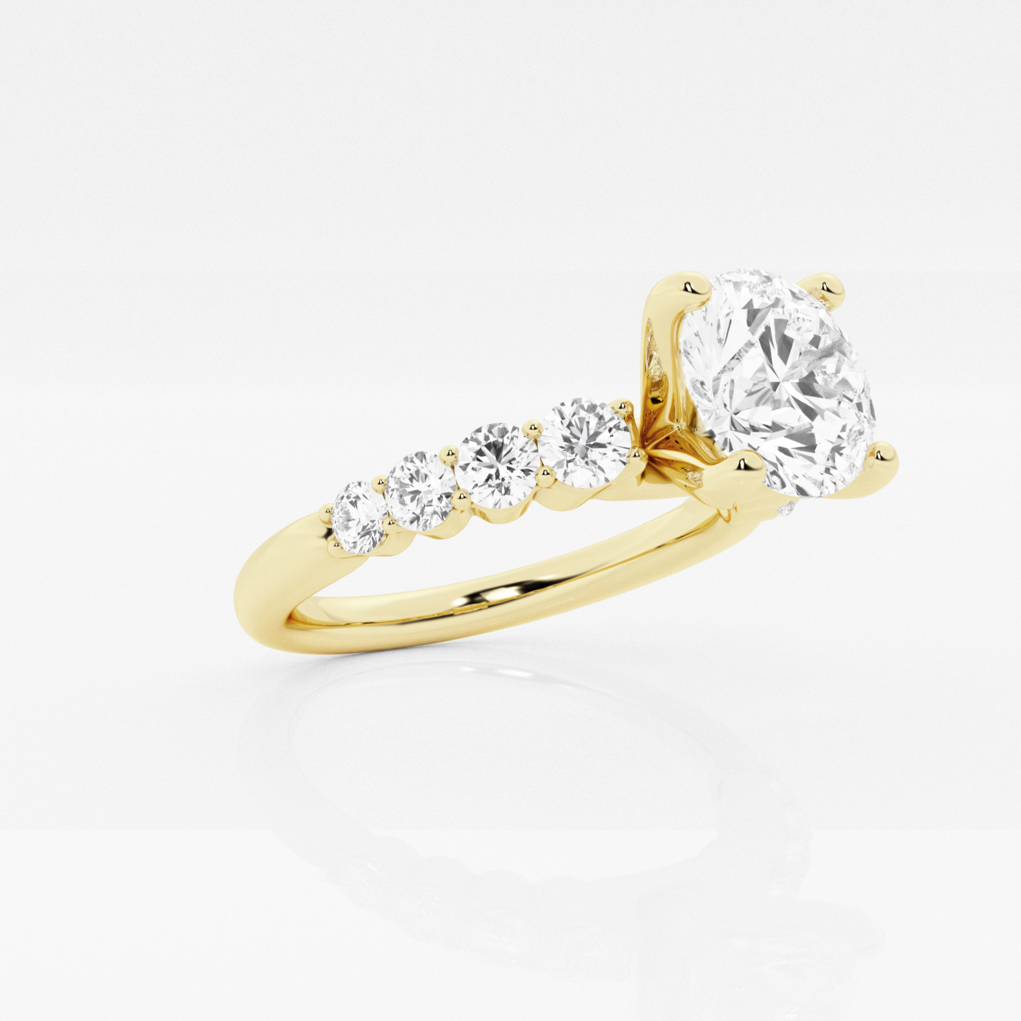 2 ctw Round Lab Grown Diamond Graduated Engagement Ring - Grownbrilliance