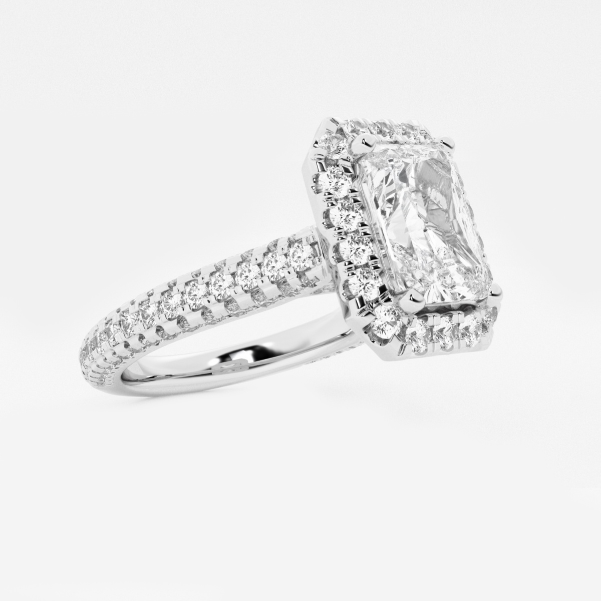 1 5 8 Ctw Radiant Lab Grown Diamond Pave Halo Engagement Ring 1 5 8 Ctw Radiant Lab Grown Diamond Pave Halo Engagement Ring