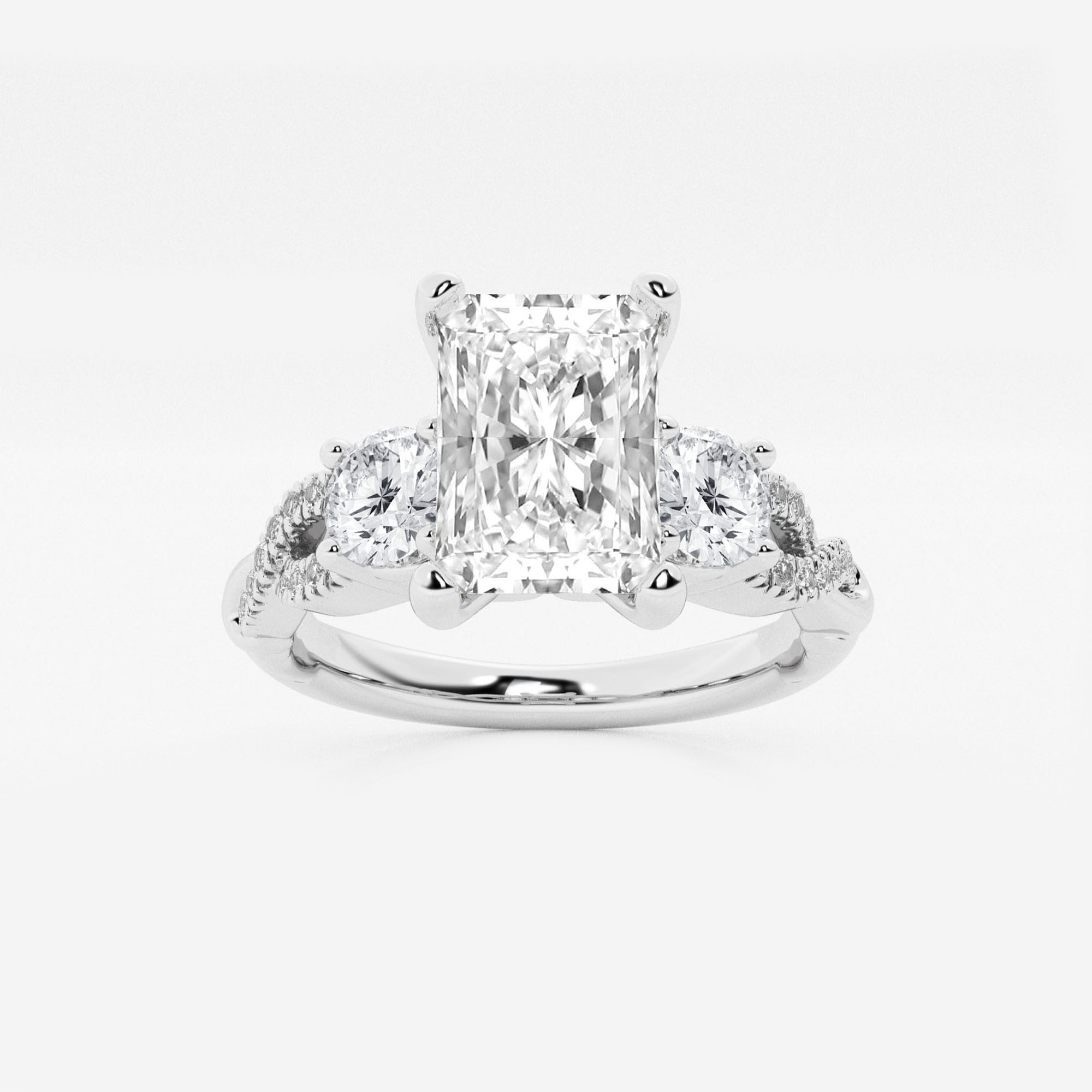 2 5/8 ctw Radiant Lab Grown Diamond Swirl Engagement Ring - Grownbrilliance