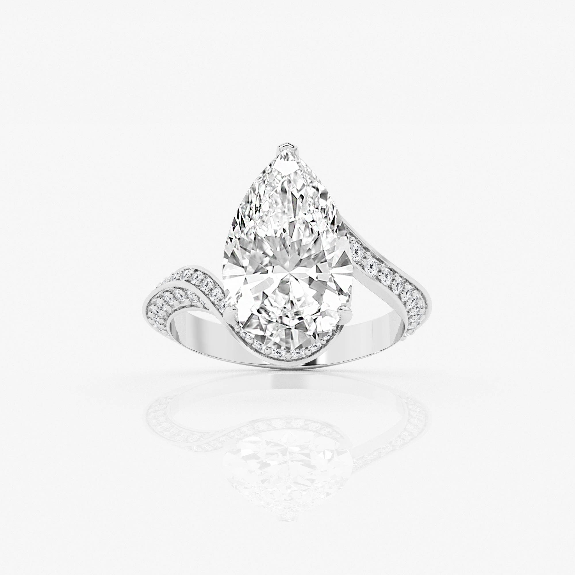 3 1/2 ctw Pear Lab Grown Diamond Twisted Bypass Side Stone Engagement ...