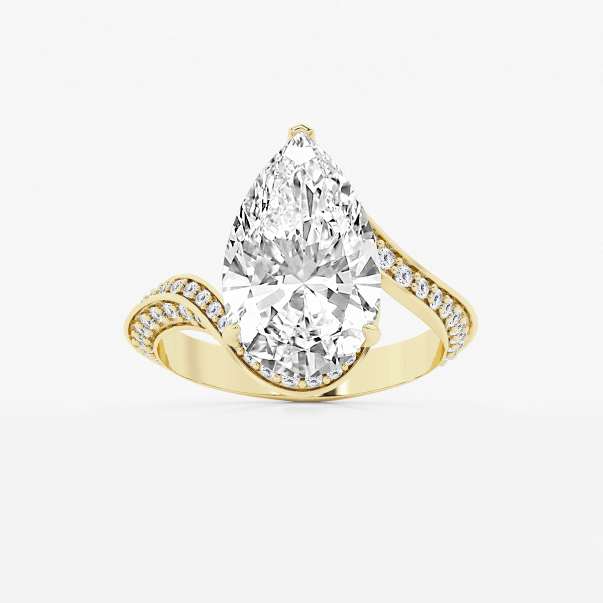 3 1/2 ctw Pear Lab Grown Diamond Twisted Bypass Side Stone Engagement ...