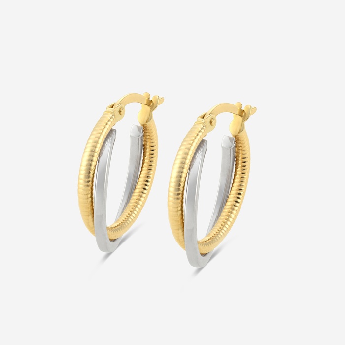 Plain and Textured Two Color Intertwined Hoop Earrings - Grownbrilliance