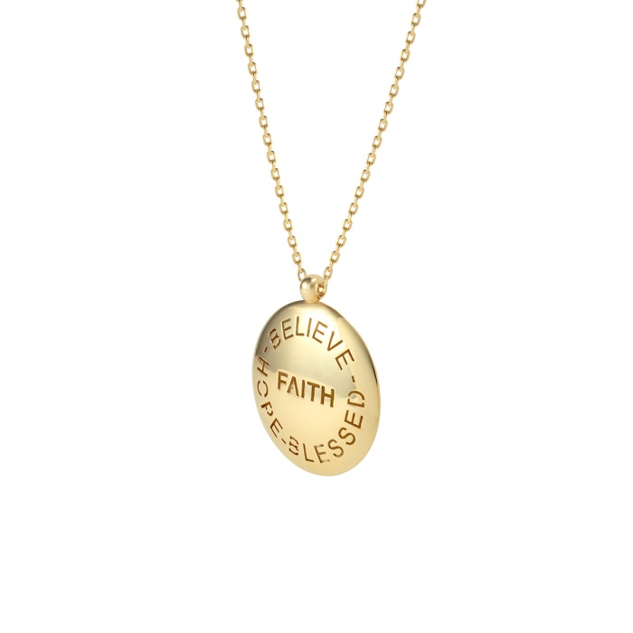 Plain Gold Faith Hope Believe Blessed Necklace - Grownbrilliance