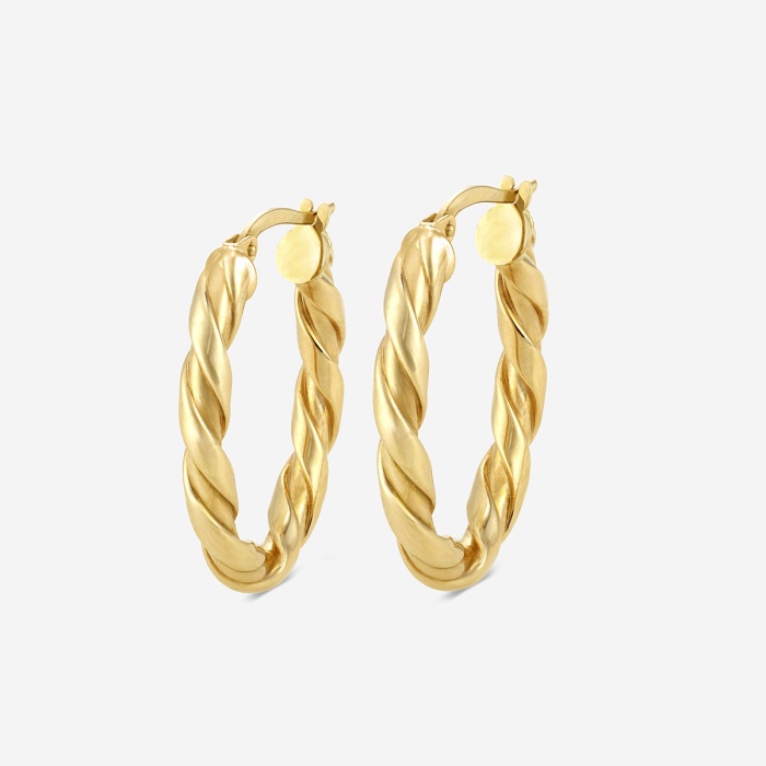 Twisted Round Hoop Earrings - 28mm ID - Grownbrilliance
